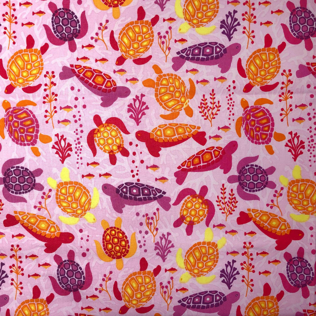 Cotton Fabric Pink Childrens Turtles Fabric - 100% Cotton - 2470-07 ...