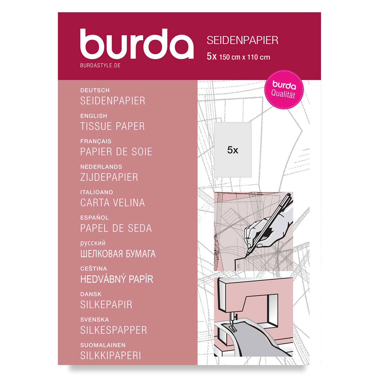 Tracing Paper For Pattern Making by Burda - 5 Sheet Pack - 150cm x 110 ...