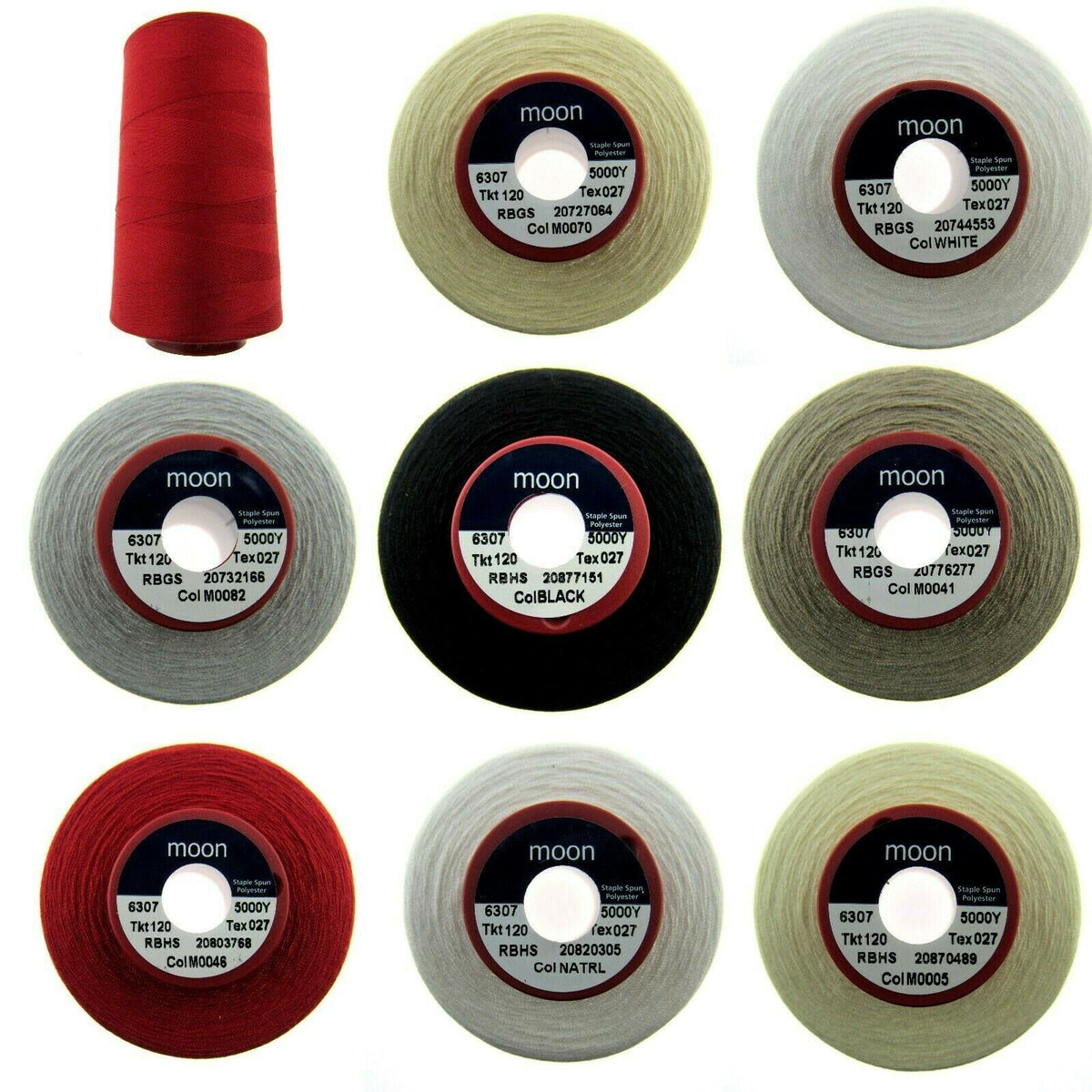 Moon Polyester Sewing Thread 5000 yard Reels 120's 42 Colours ...