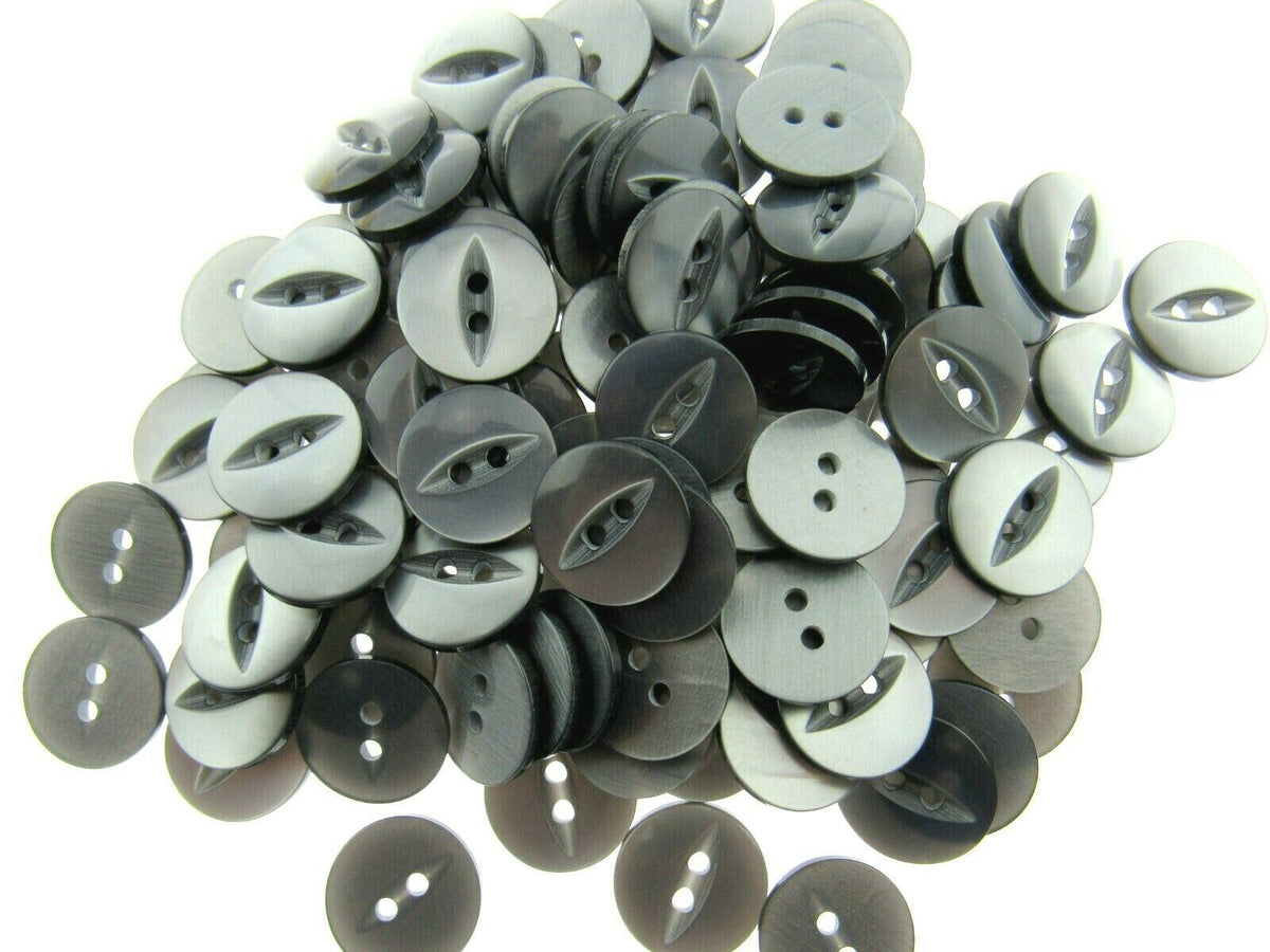 Round Fish Eye Baby Buttons x 100 - From 5 Sizes - 11.5mm 14mm 16mm 19 ...
