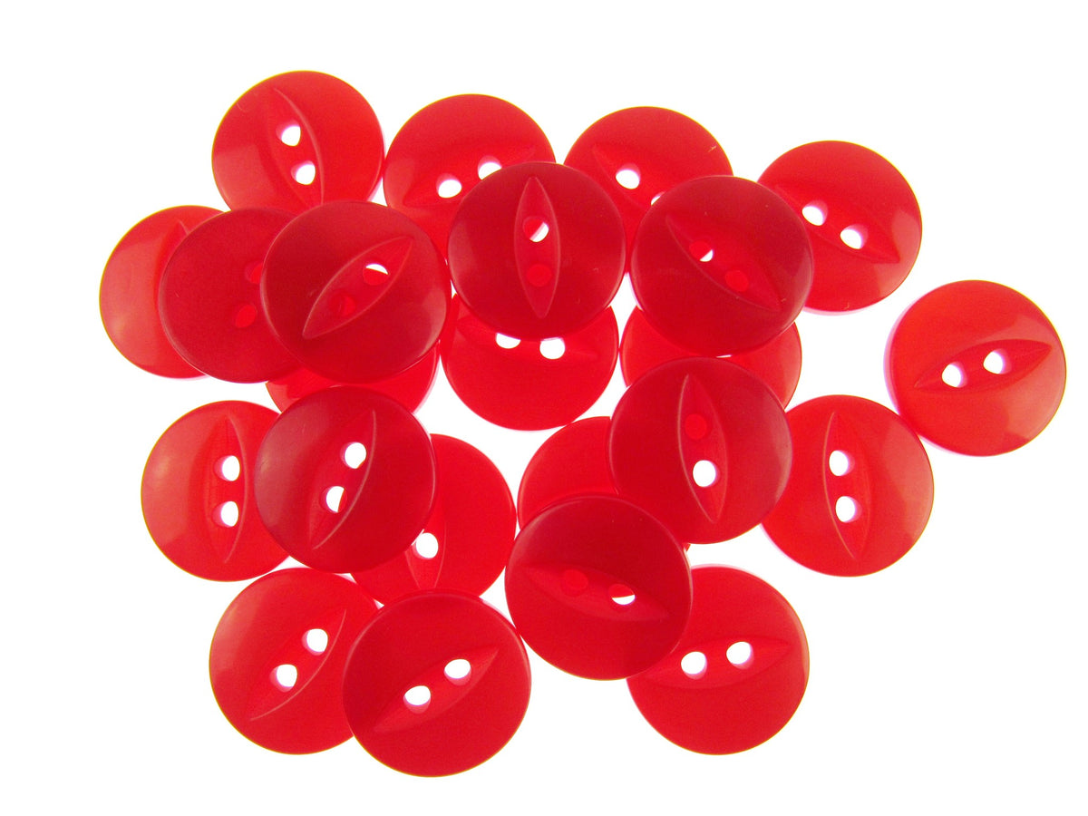 Round Fisheye Buttons - 381 x Bright Red Buttons - Size 26 16mm 5/8" C ...
