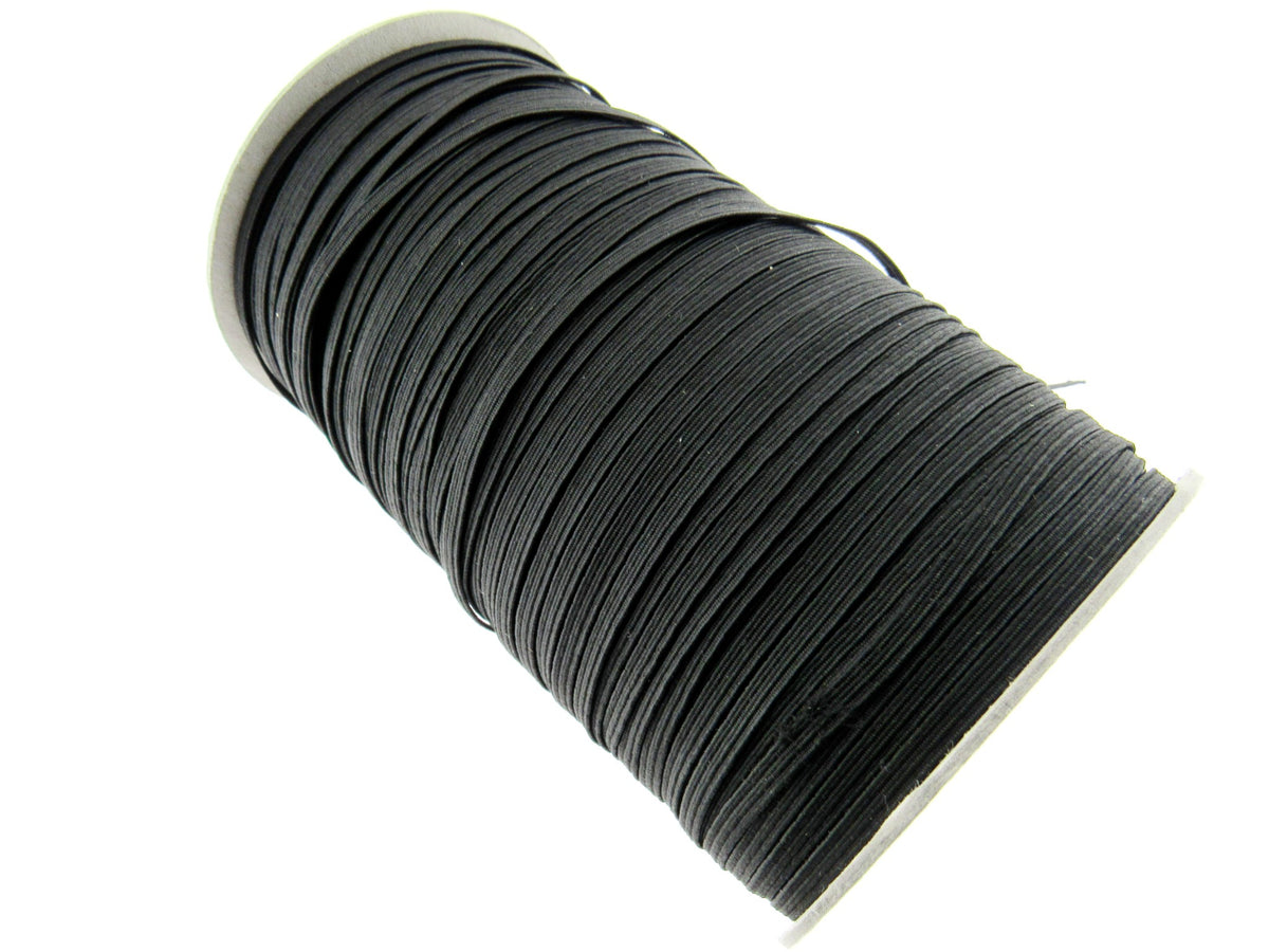 Thin Flat Braid Elastic - 7mm - 8 Cord Knicker - Face Mask Elastic Bla ...