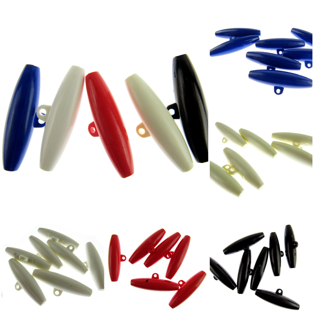 Large Toggle Buttons - 38mm Long - 6 Pack - 6 Colours – ThreadandTrimmings