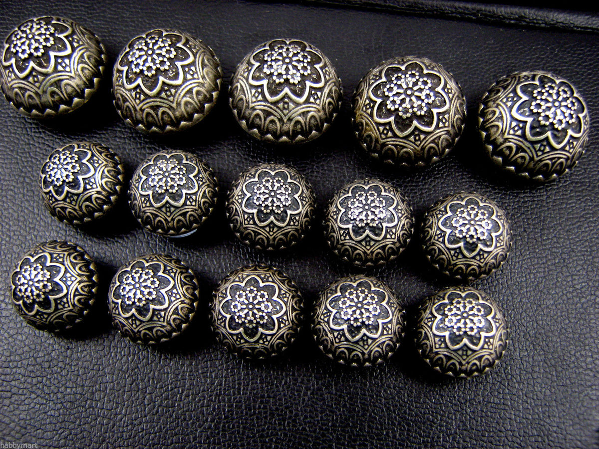 A Set of Antique Bronze Colour Metal Crested Dome Buttons ...